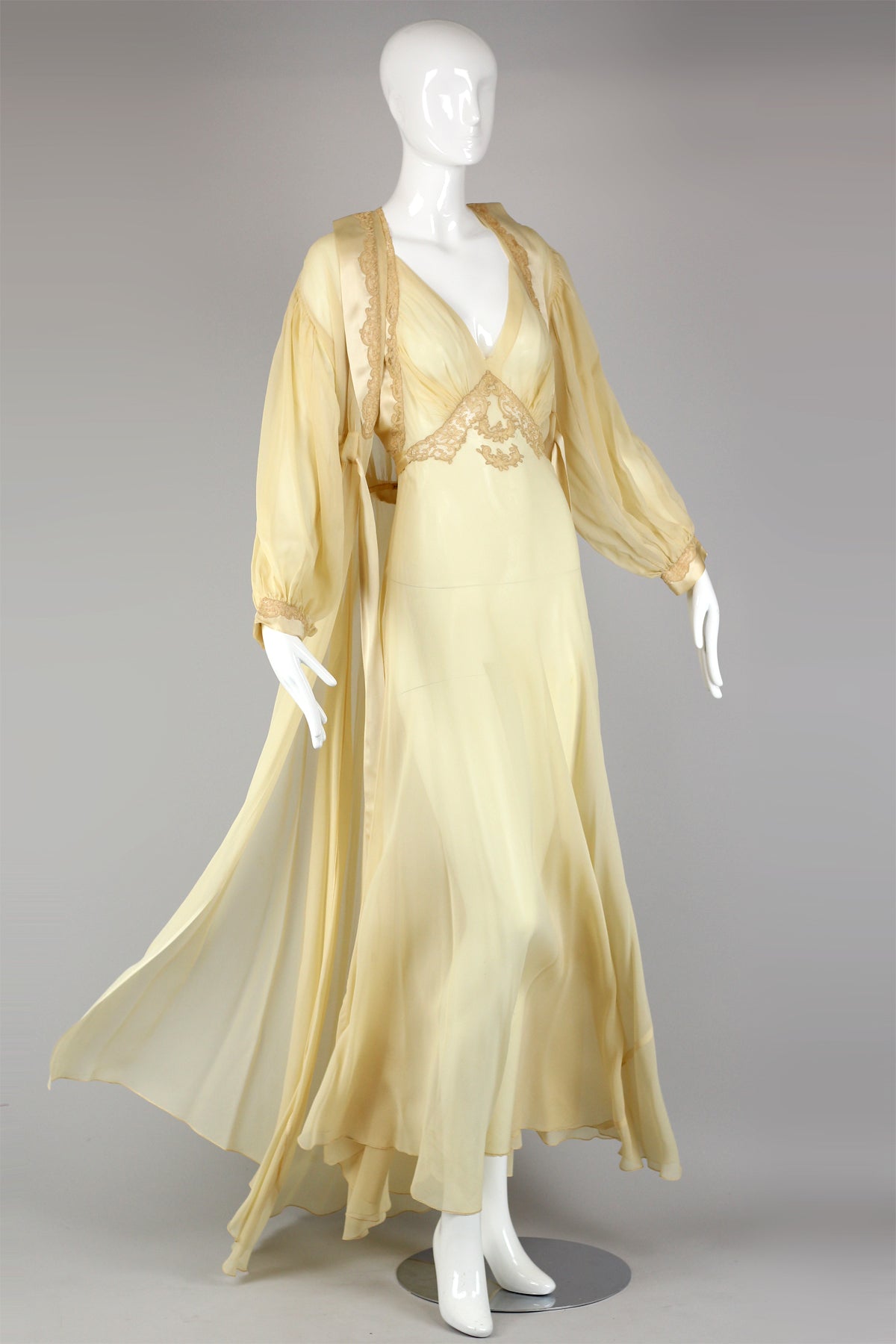 Incredible 1930s Silk Chiffon French Couture Peignoir Set Rare Lingeri ...
